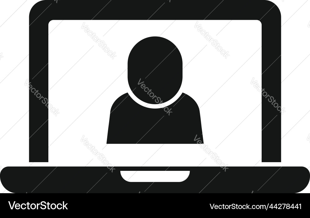 Laptop video call icon simple contact page Vector Image