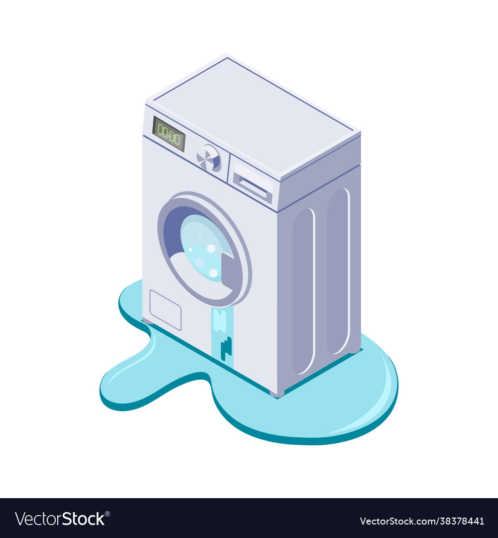 Leaking washing machine Royalty Free Vector Image