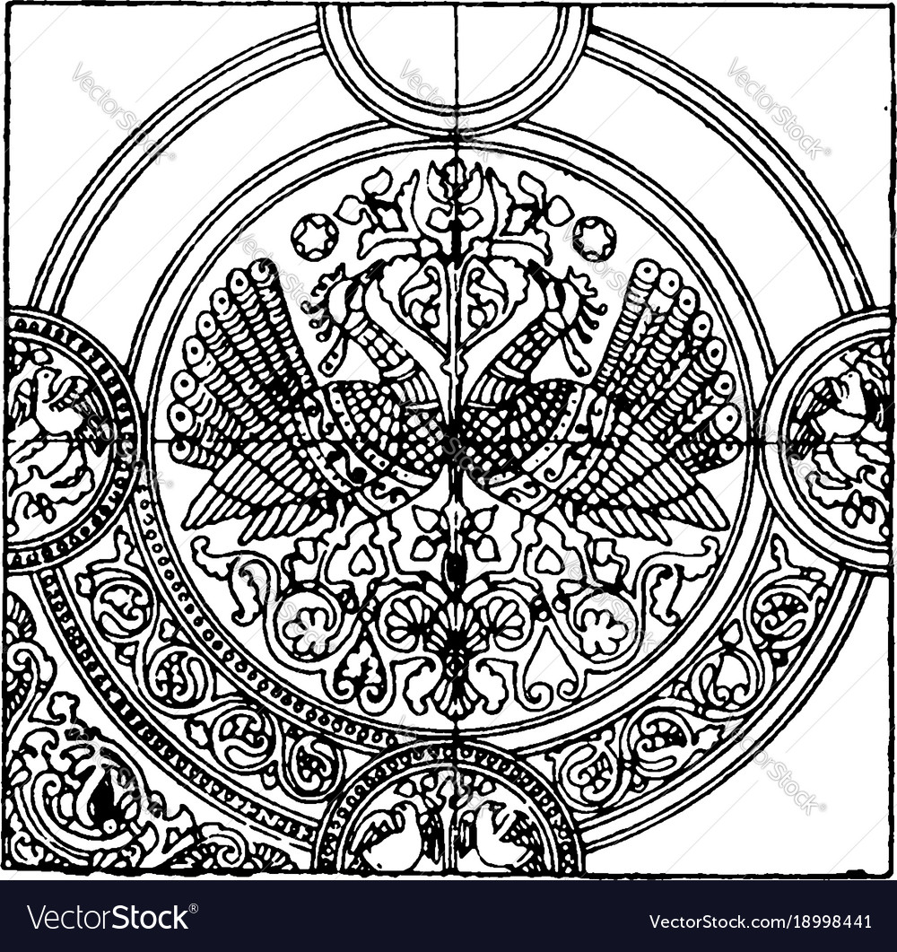 Medieval textile pattern is a richly embroidered Vector Image