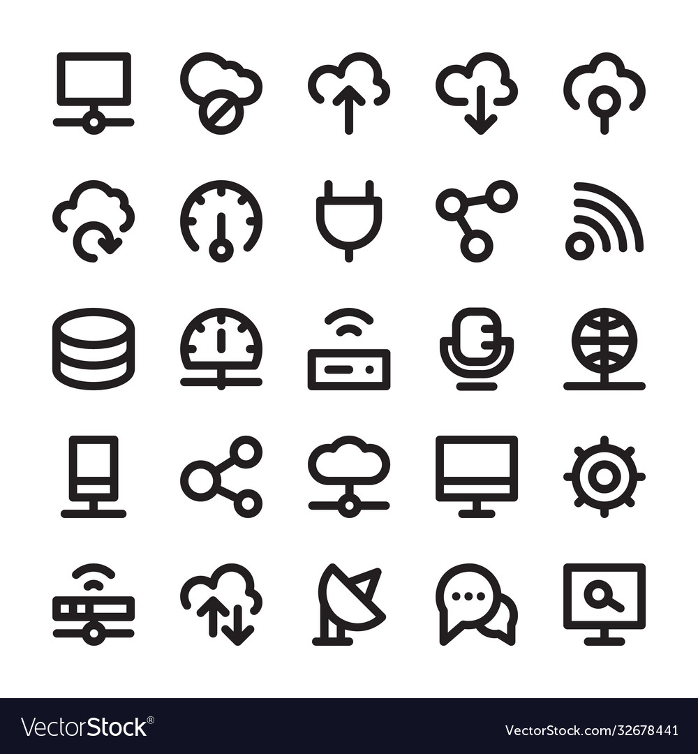 Network and communication line icons 1 Royalty Free Vector