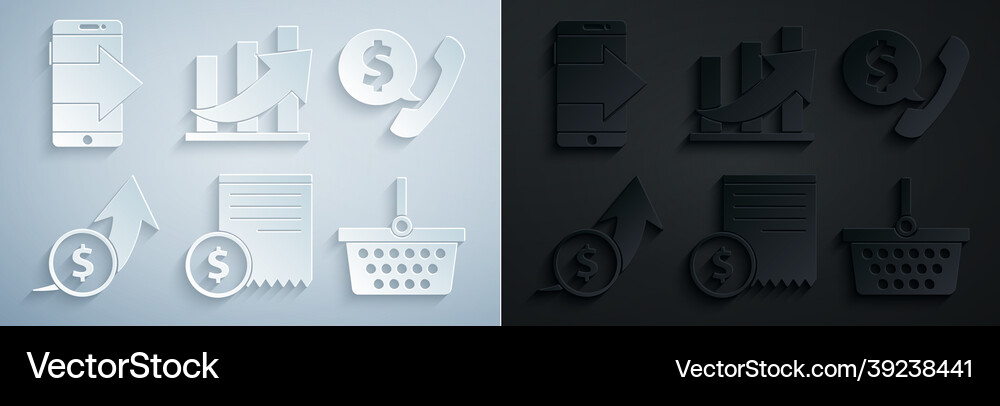 Set paper check and financial check telephone Vector Image