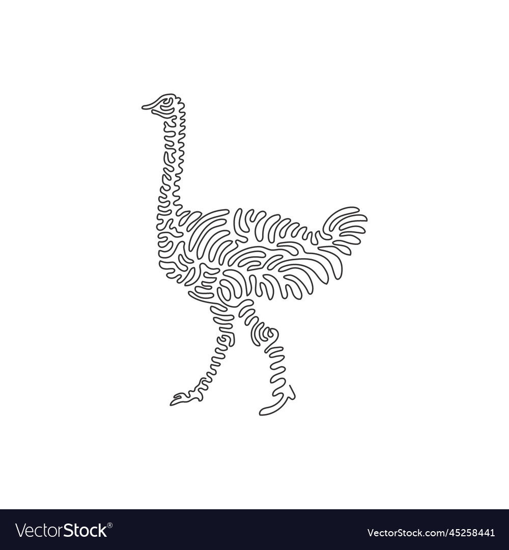 Single one line drawing abstract art of ostrich Vector Image
