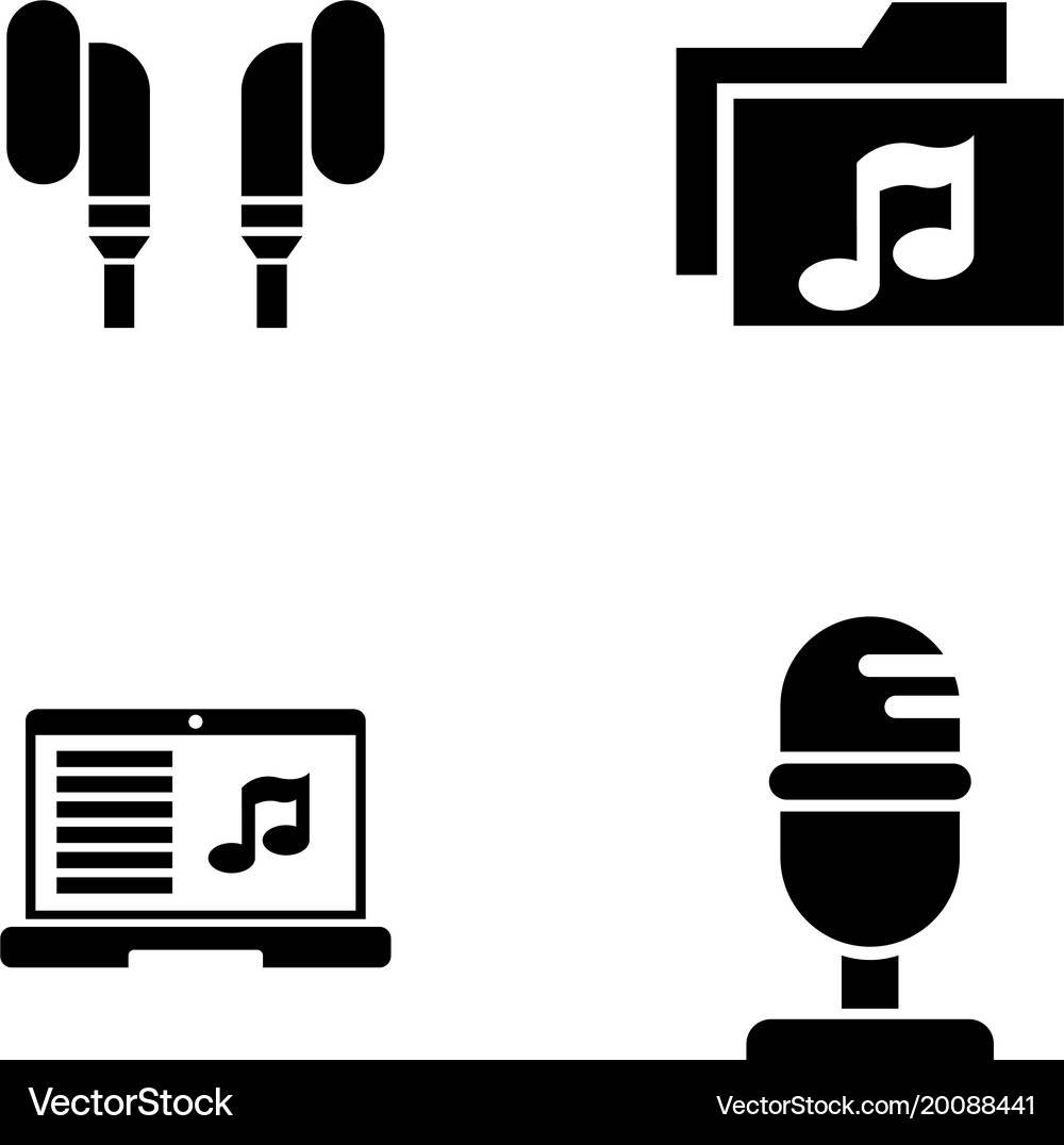 Sound recording simple related icons Royalty Free Vector