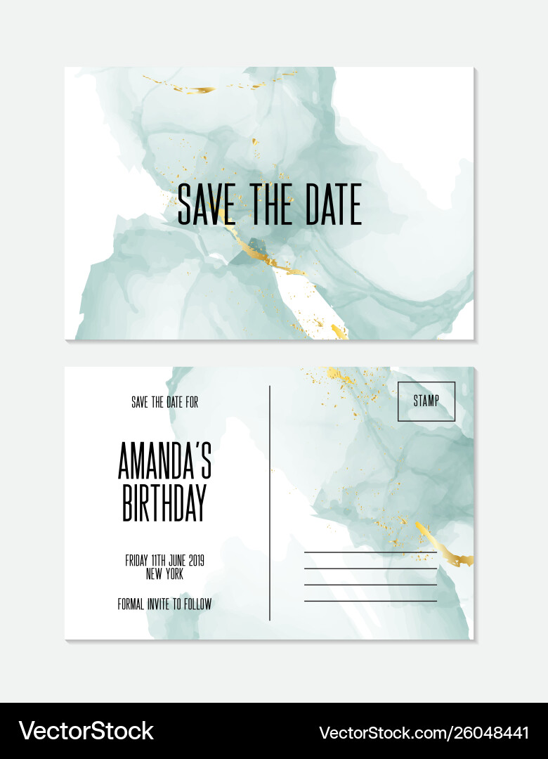Trendy modern liquid marble texture birthday card Vector Image