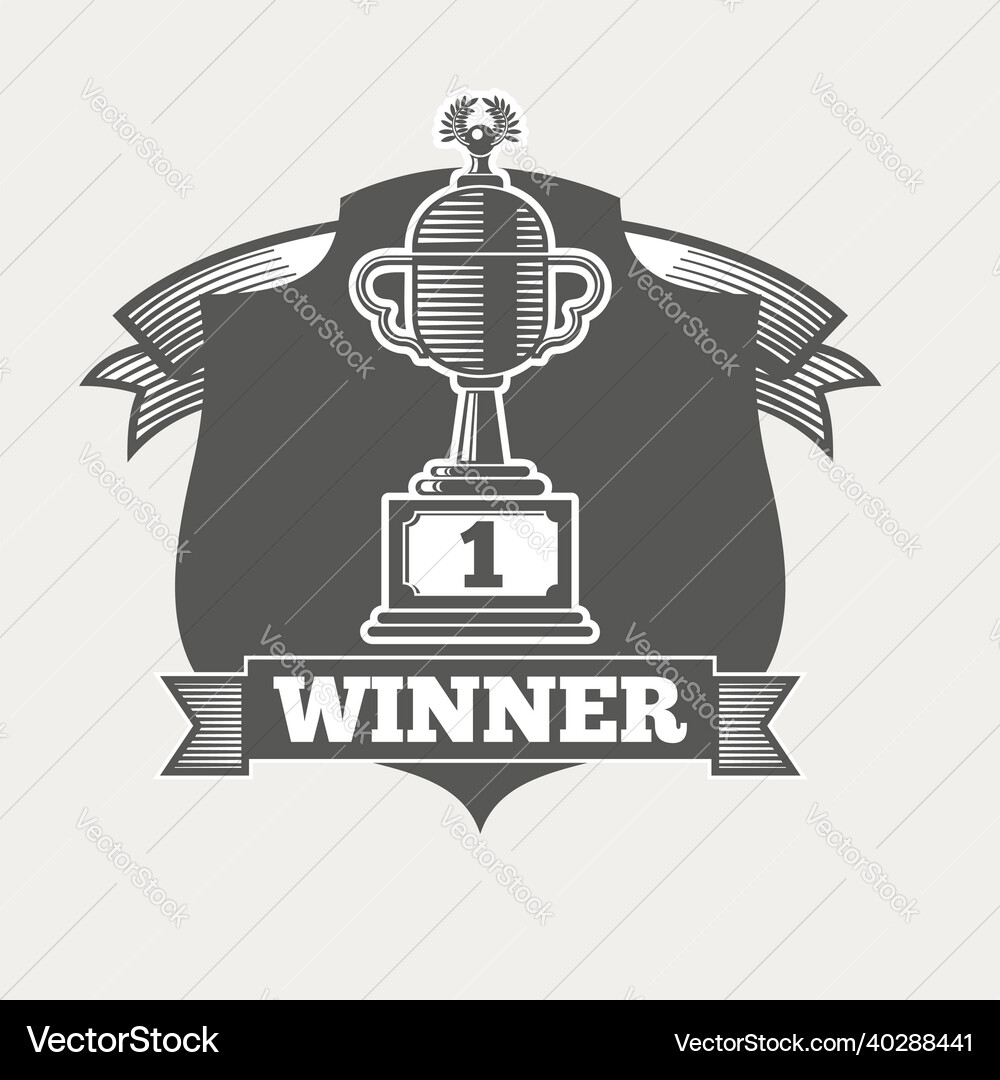 Trophy cup champion label Royalty Free Vector Image