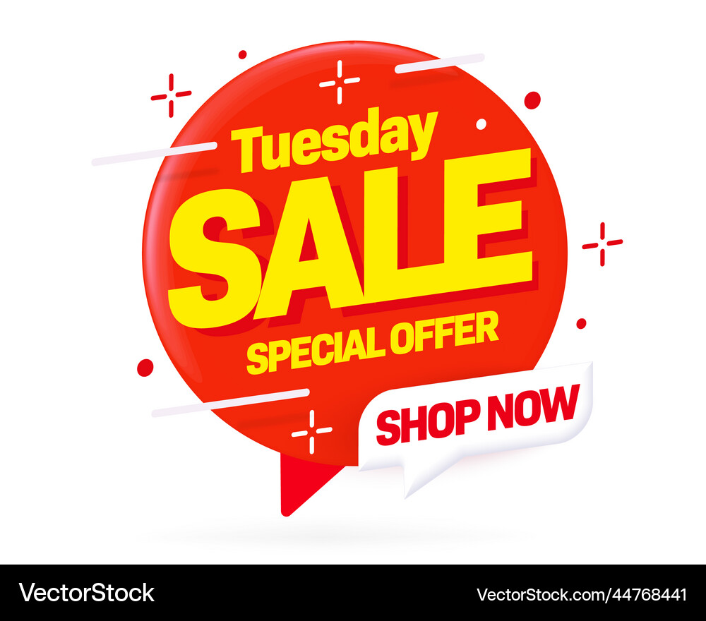 Tuesday sale sticker label template Royalty Free Vector