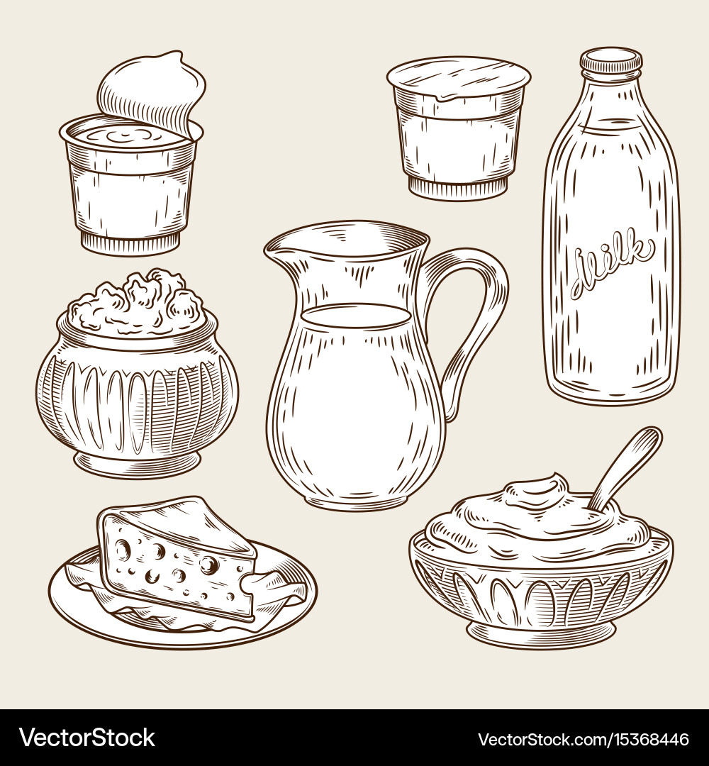 A set of dairy products Royalty Free Vector Image