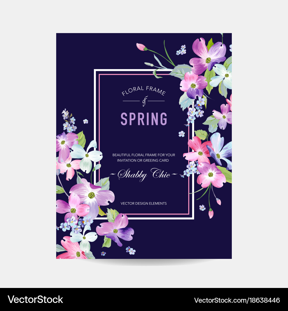 Blooming spring and summer floral frame Royalty Free Vector
