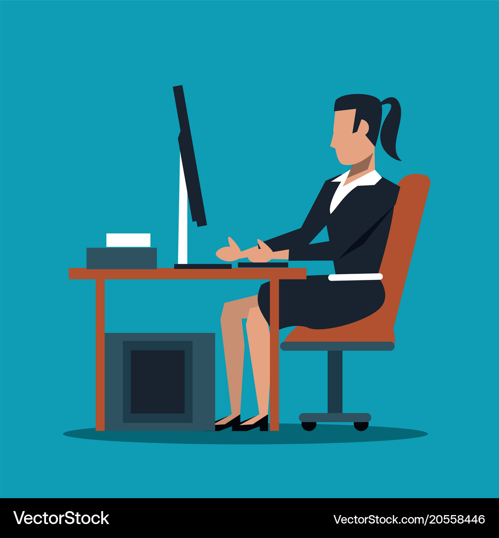 Business woman at office Royalty Free Vector Image