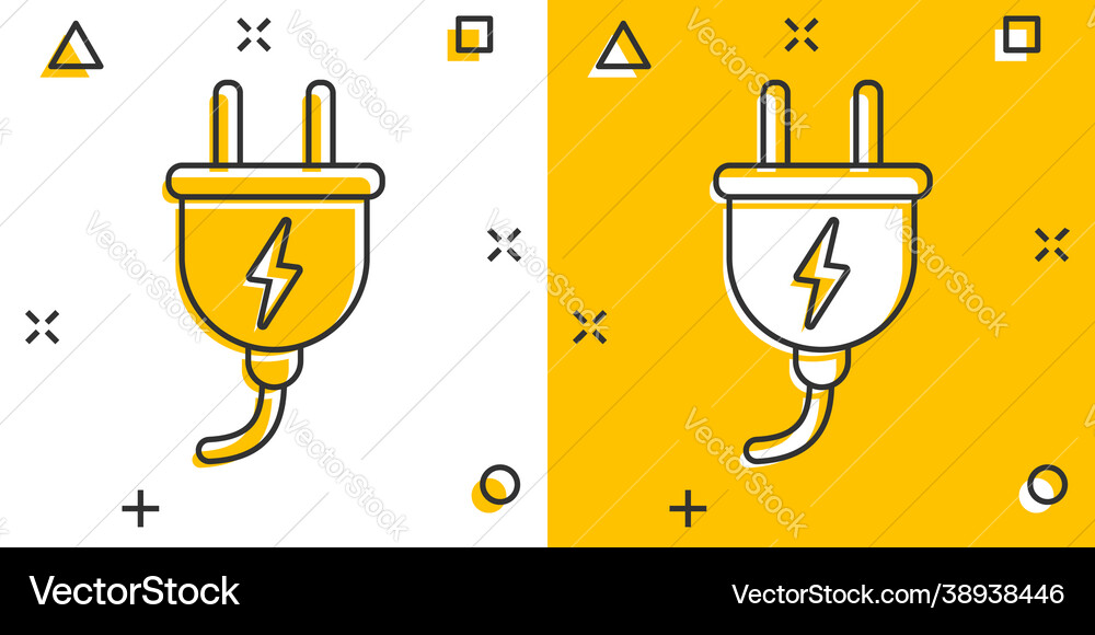 Cartoon electric plug icon in comic style power Vector Image