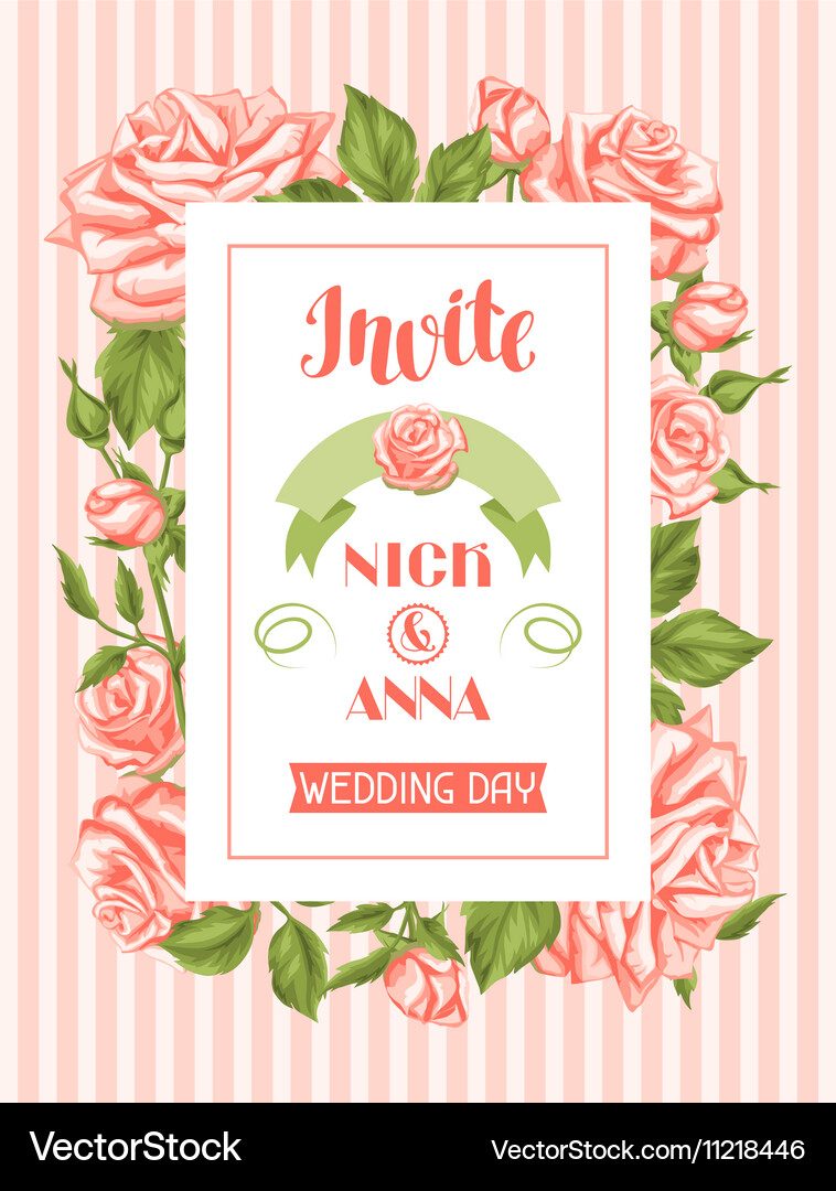 Elegant Rose Wedding Invitation Card Royalty Free Vector