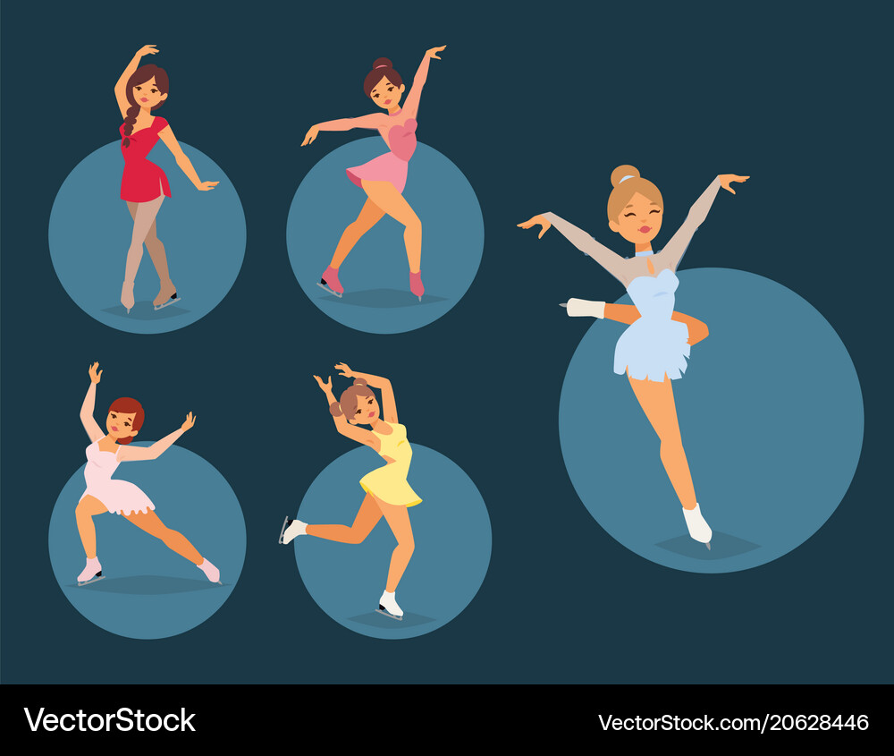 Figure ice skater cartoon trick Royalty Free Vector Image
