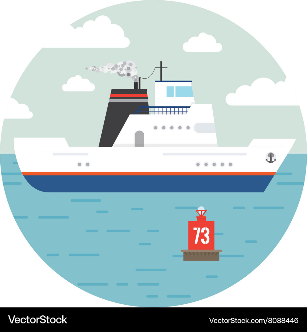 Flat ocean and sea transport boat Royalty Free Vector Image