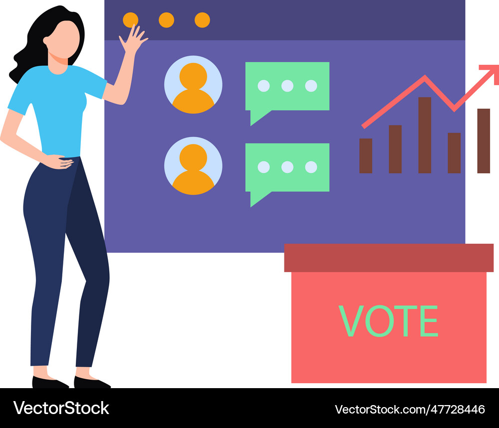 Girl is looking at the voting graph Royalty Free Vector