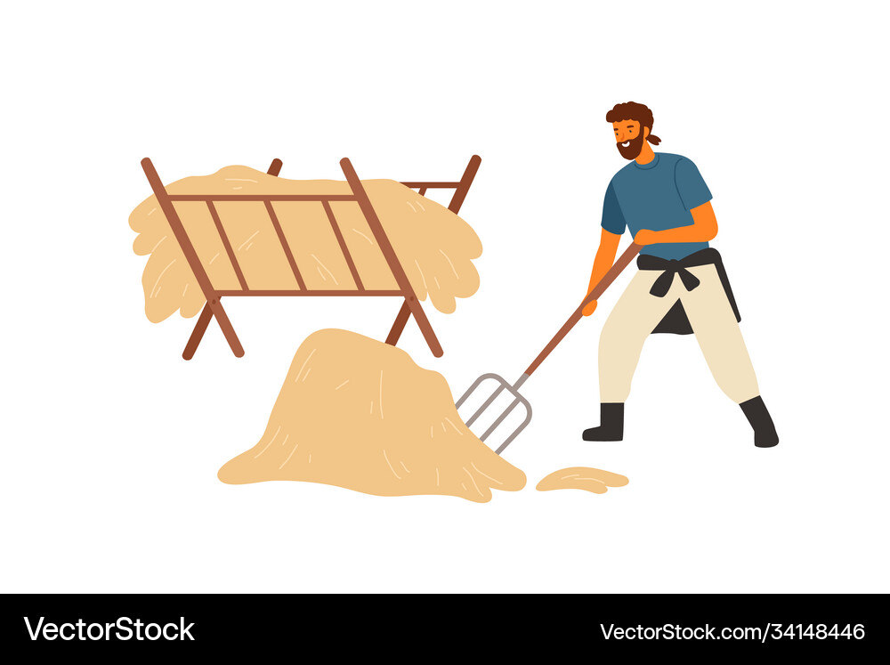 Happy farmer peasant or rancher man working Vector Image