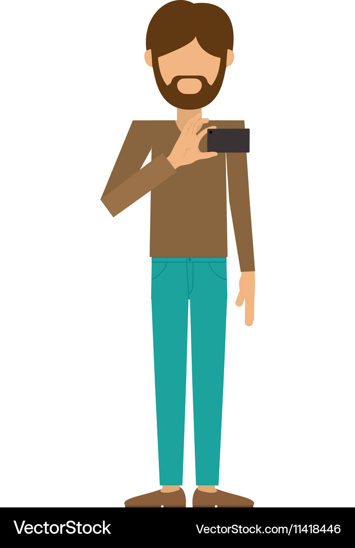 Man of beard padlock take selfie Royalty Free Vector Image