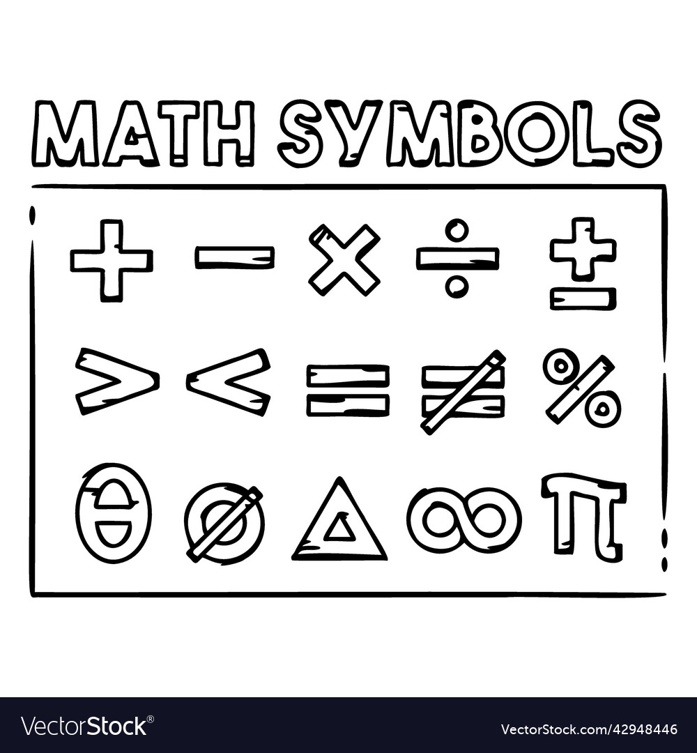 Math symbols doodle high quality Royalty Free Vector Image