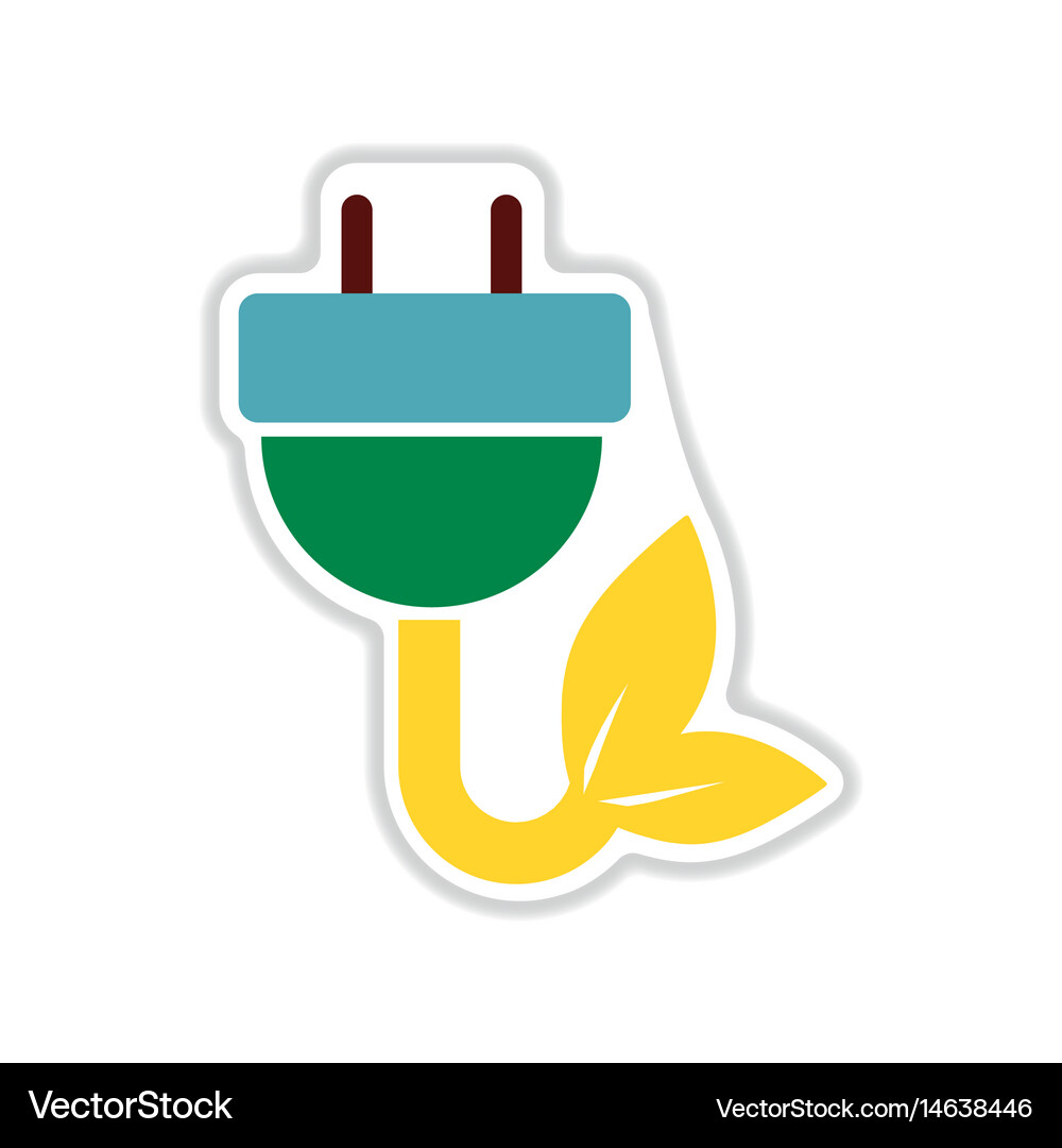 Paper sticker on white background eco energy Vector Image