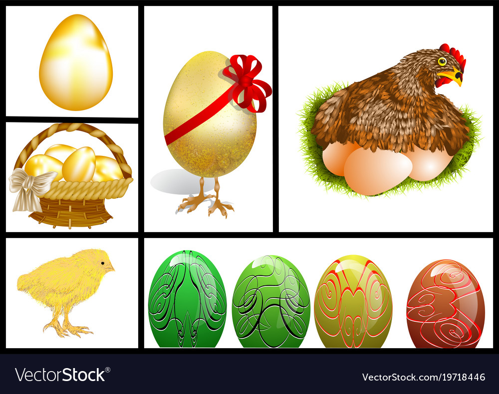 Set of easter elements Royalty Free Vector Image
