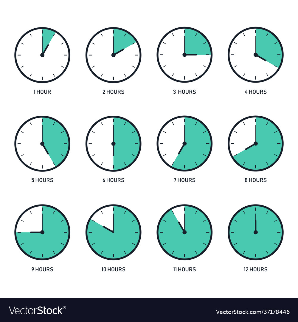 Time clock icon set flat design Royalty Free Vector Image