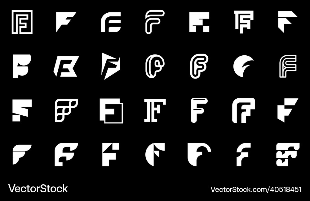 Abstract logos collection with letter f Royalty Free Vector