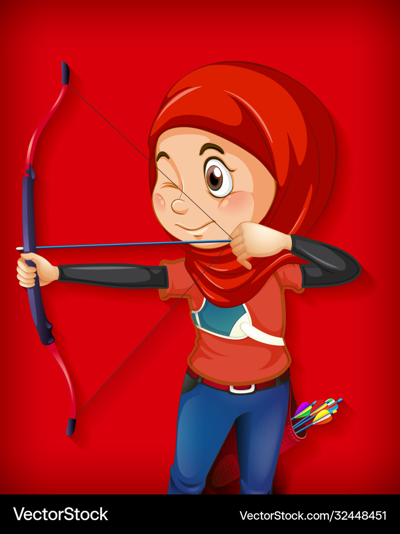 Female muslim archer character Royalty Free Vector Image