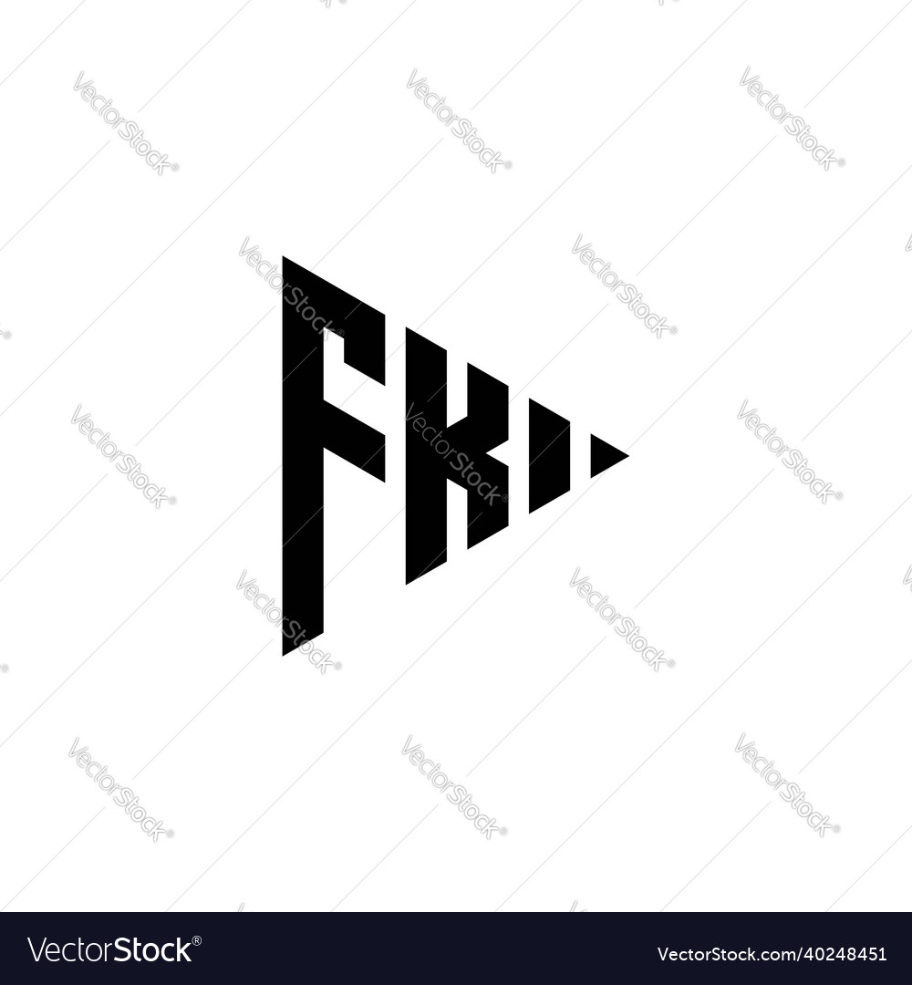 Fk logo monogram triangle shape play button Vector Image
