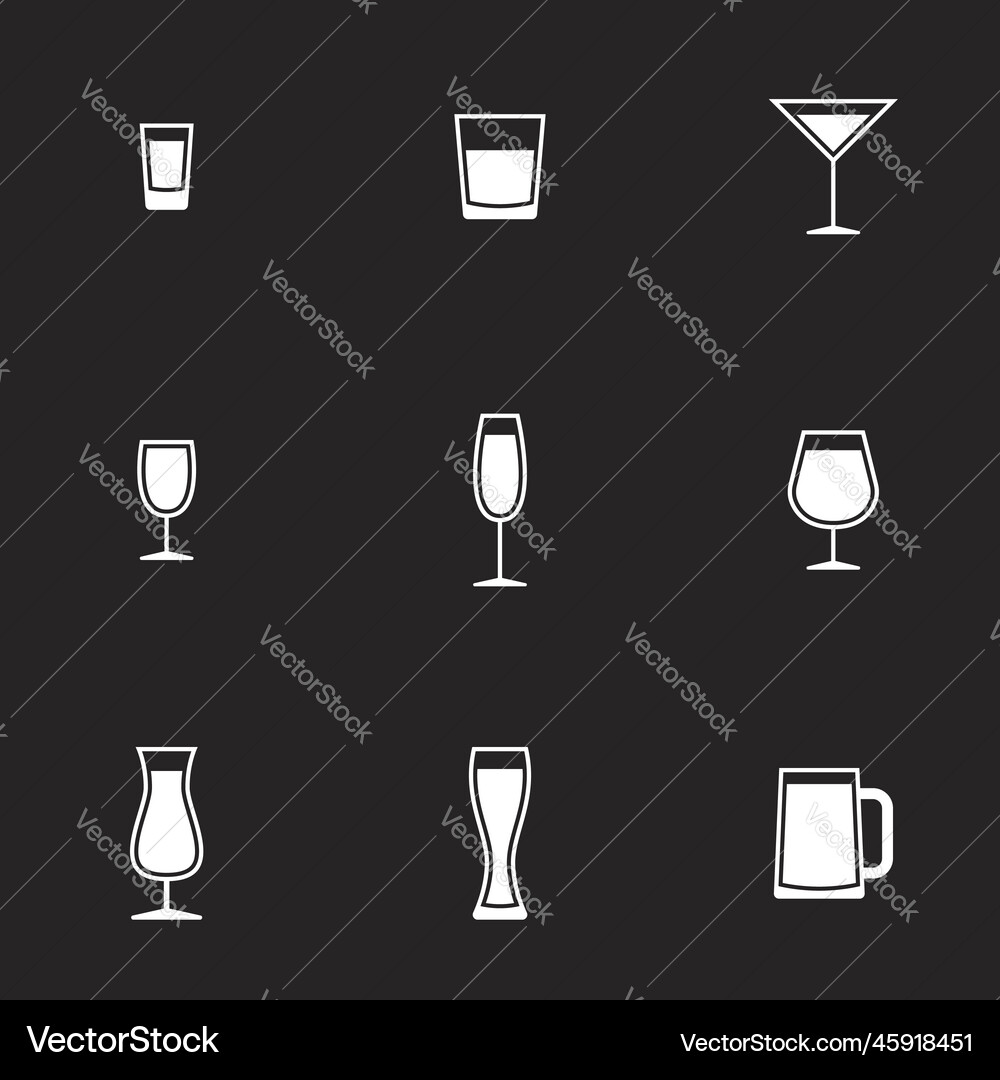 Icons for theme drink alcohol beverage black Vector Image