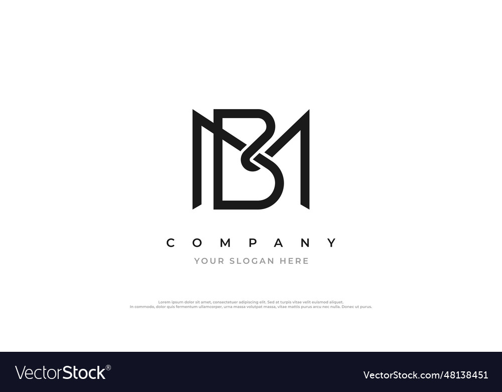 Initial letter bm or mb logo design Royalty Free Vector