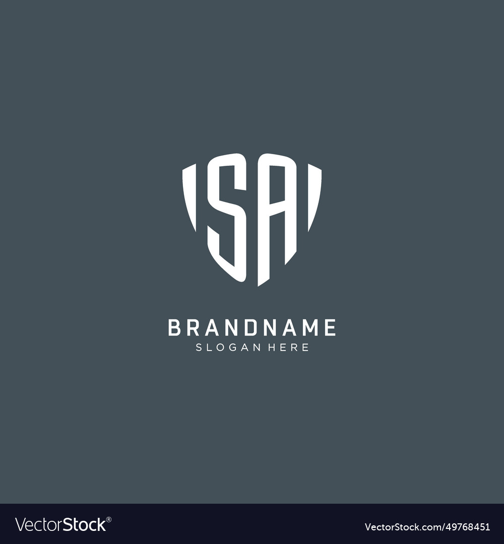 Initials sa logo shield guard shape creative Vector Image