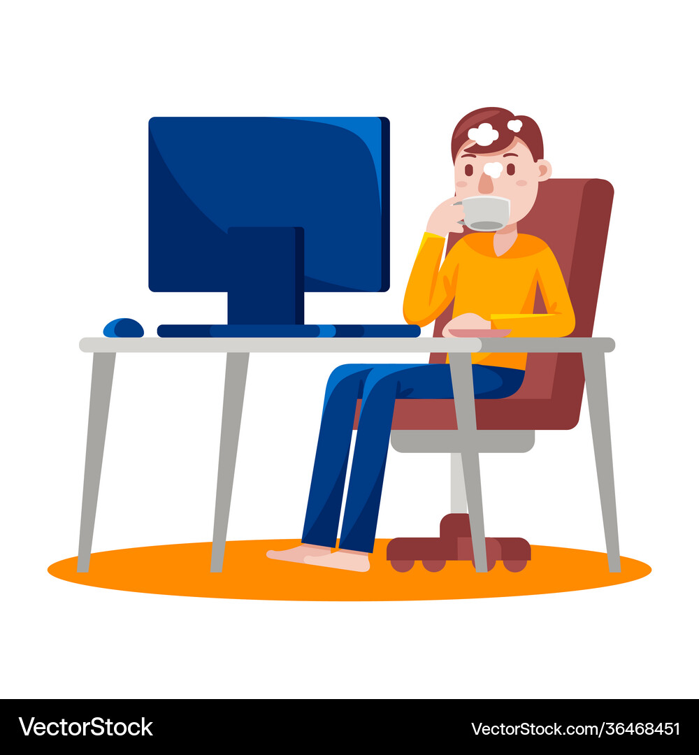 Man working with computer at home Royalty Free Vector Image