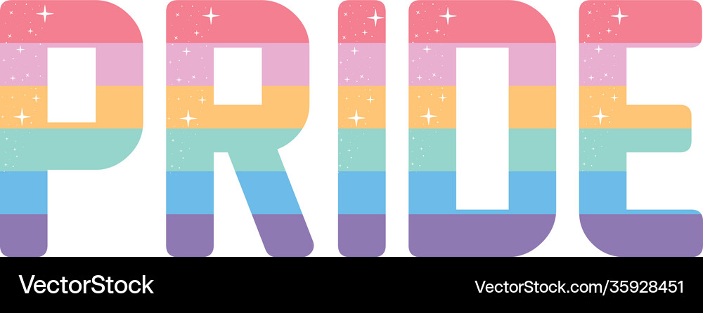 Pride lettering with lgbtq colors Royalty Free Vector Image