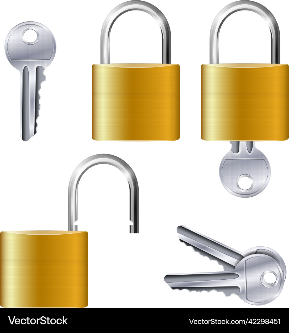 Realistic set of identical gold padlocks Vector Image