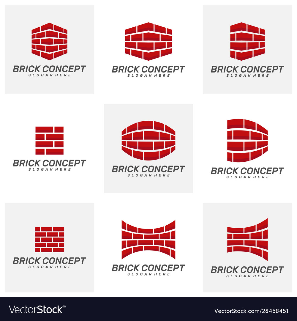 Set brick building logo design brickwork Vector Image