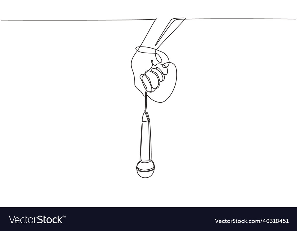 Single continuous line drawing hand holding Vector Image