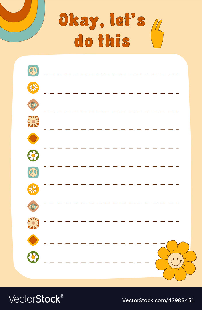 To do list template groovy daily planner weekly Vector Image