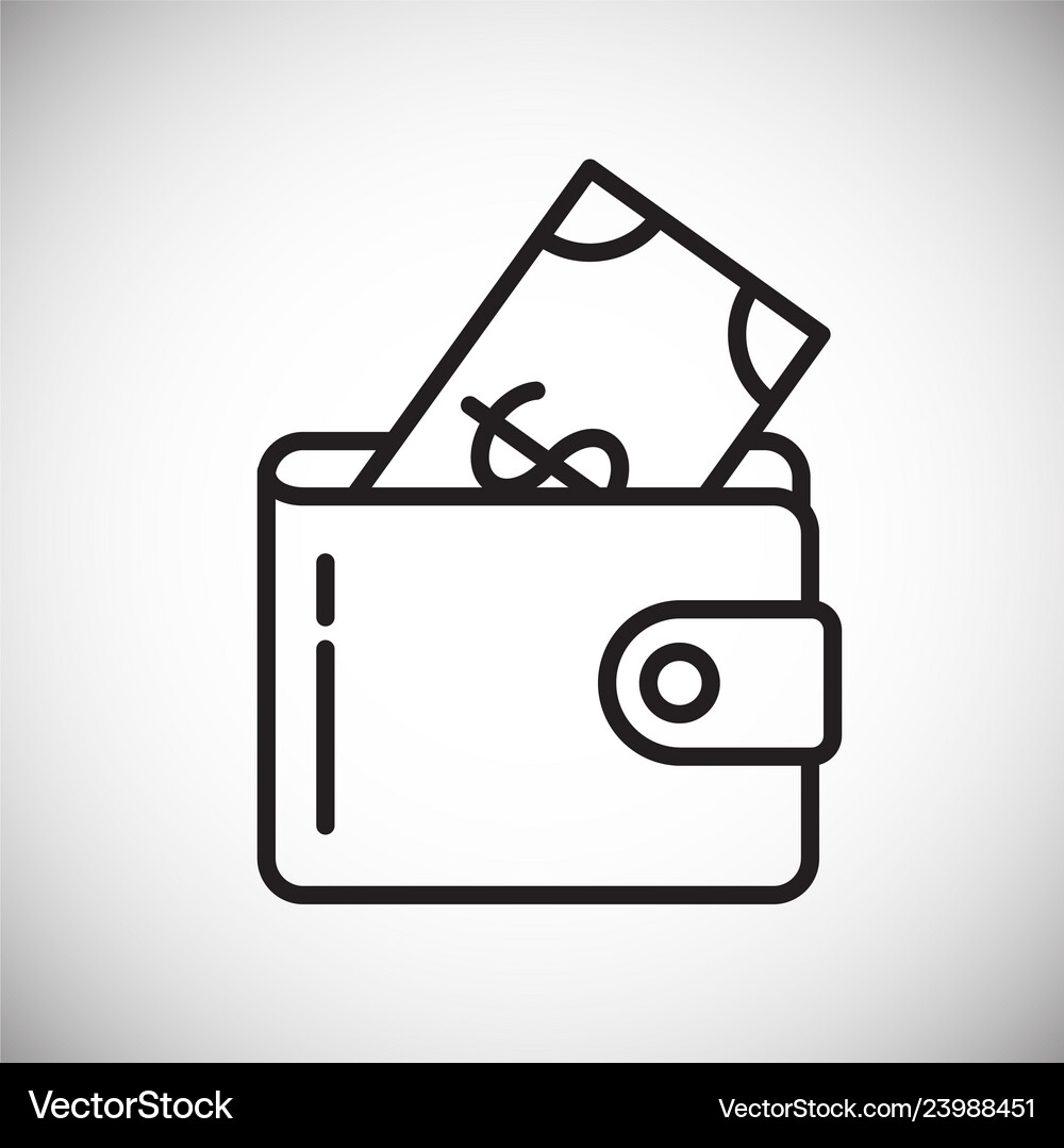 Wallet cash line icon on white background Vector Image