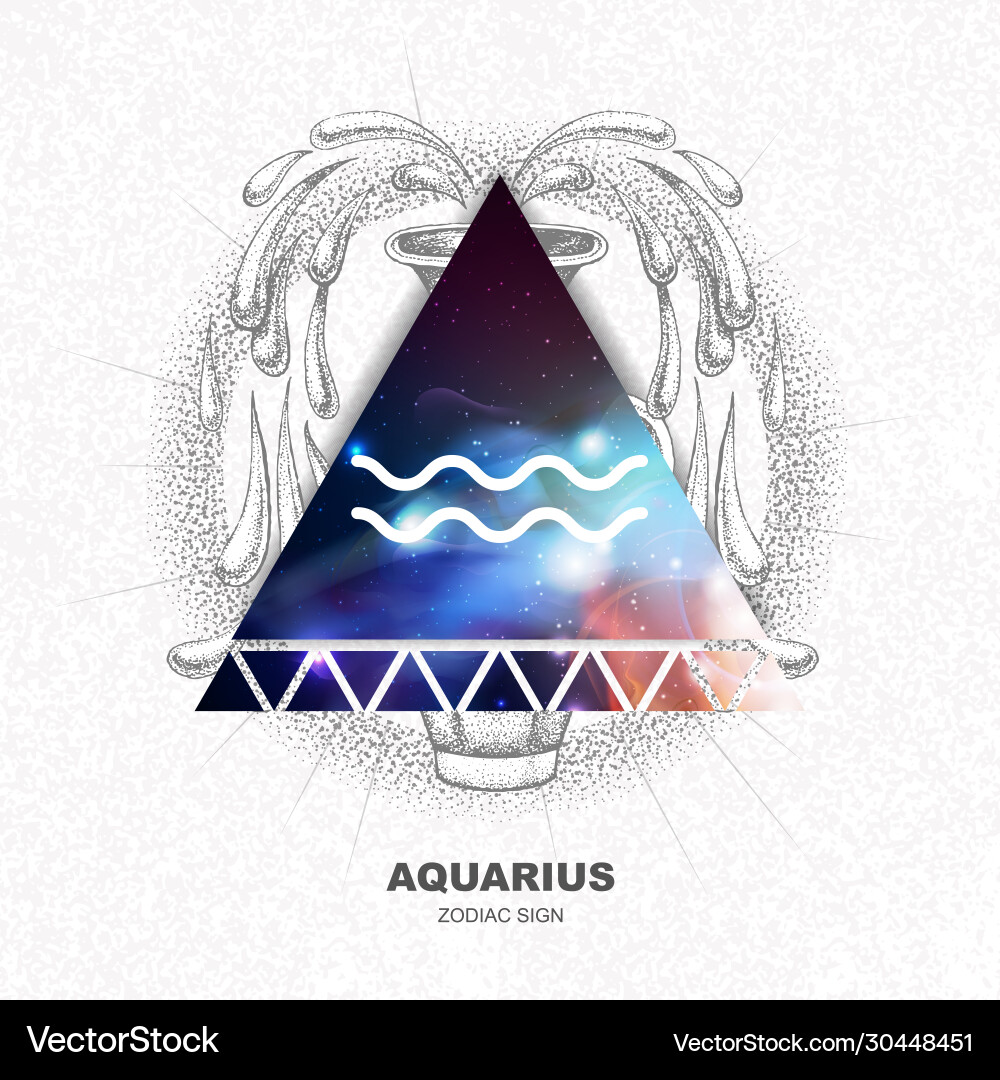 Witchcraft card with aquarius zodiac sign Vector Image