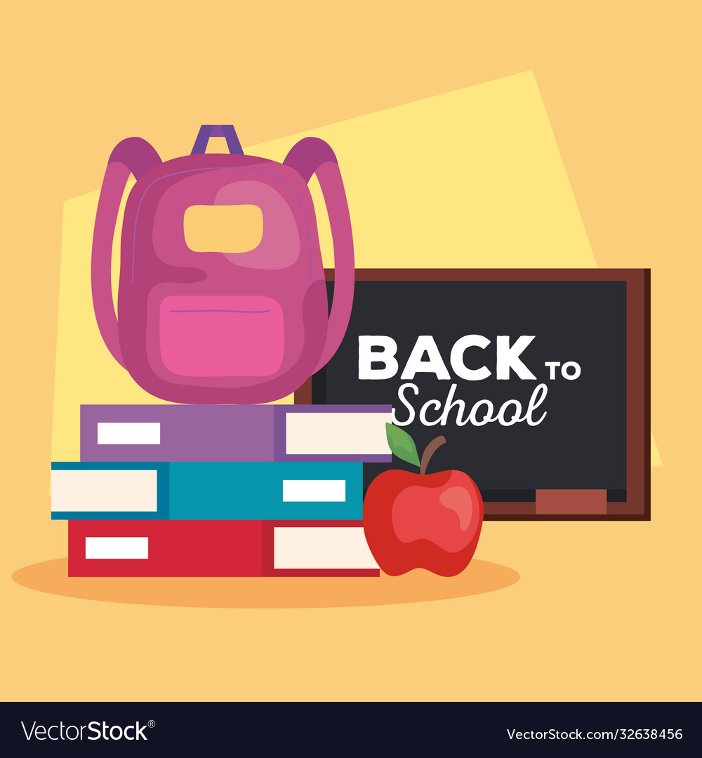 Back to school banner chalkboard with apple Vector Image