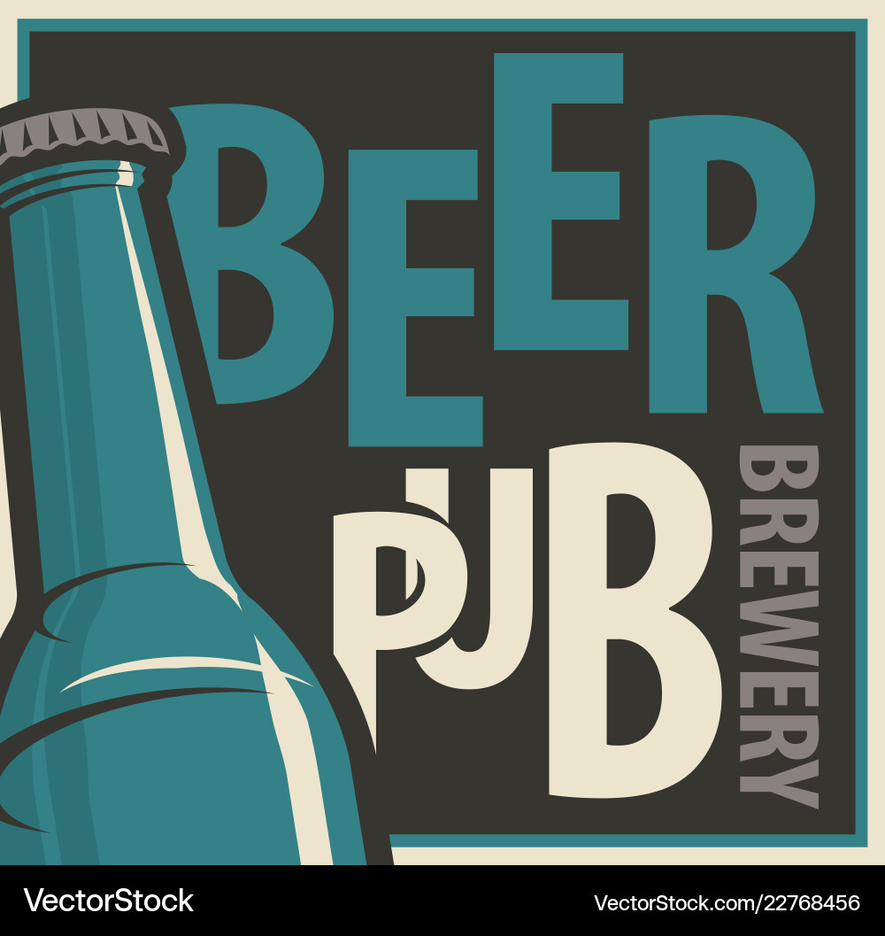 Banner for beer pub and brewery with bottle Vector Image