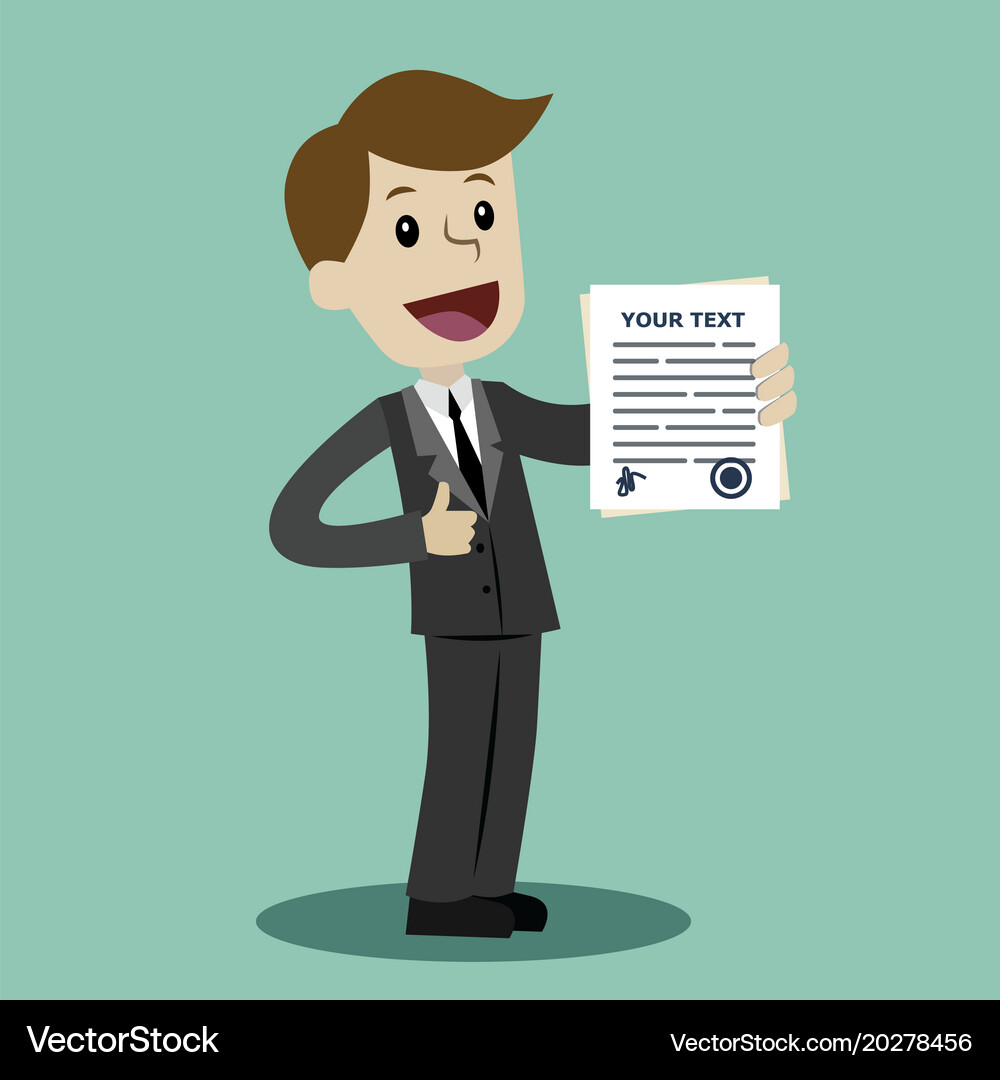 Businessman or manager holding a contract Vector Image