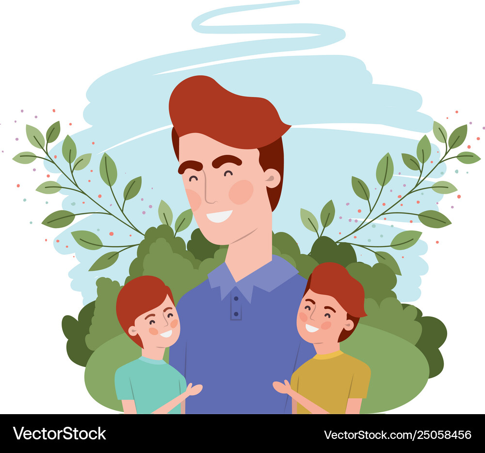 Father with children avatar character Royalty Free Vector