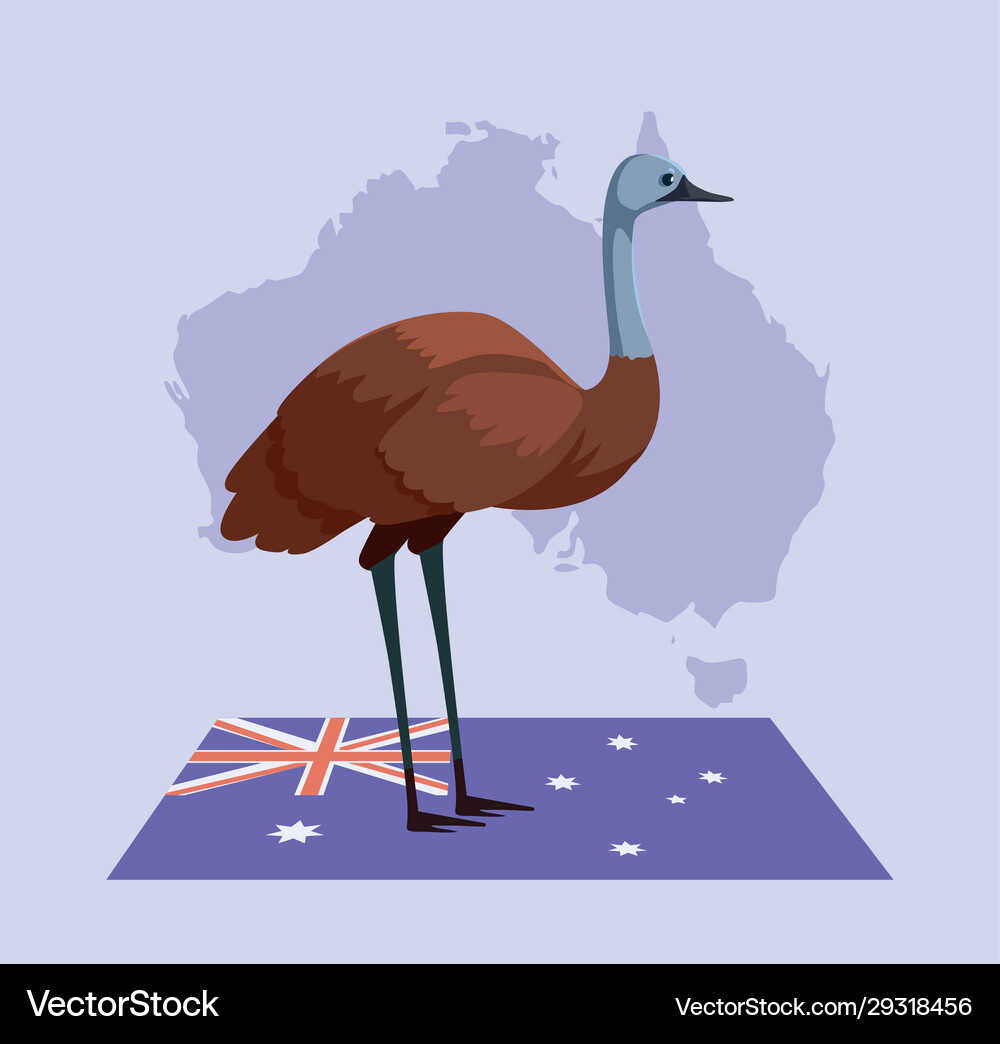 Greeting card with australian emu Royalty Free Vector Image
