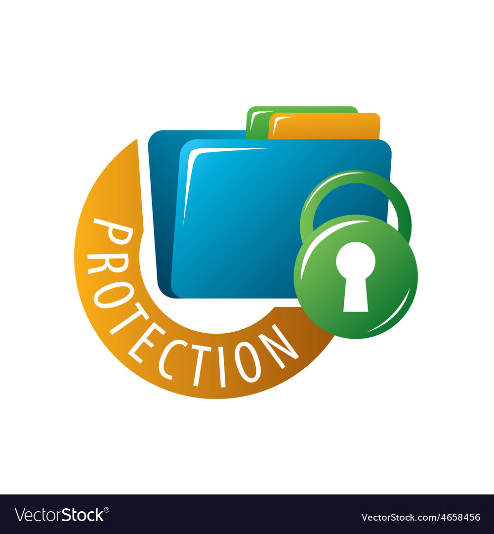 Logo folder with documents protected Royalty Free Vector