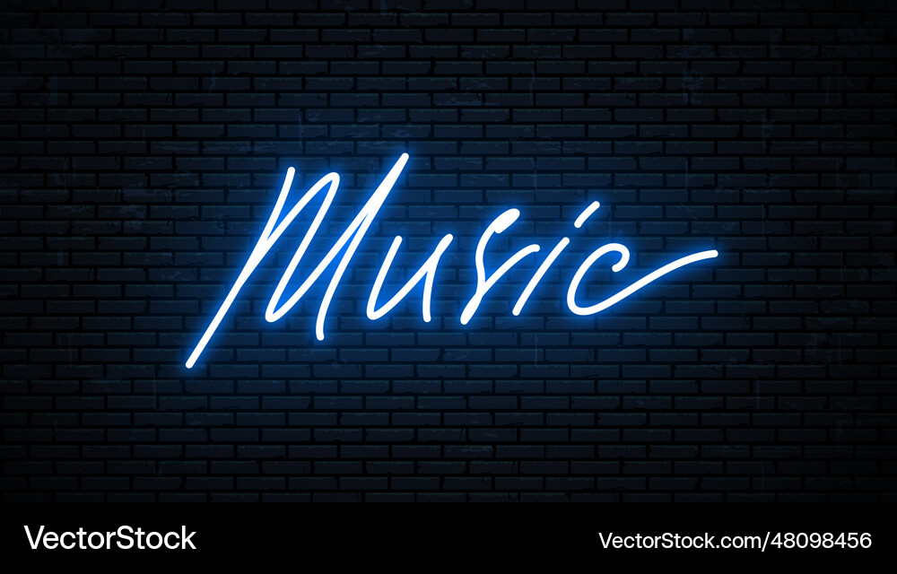 Music neon inscription Royalty Free Vector Image
