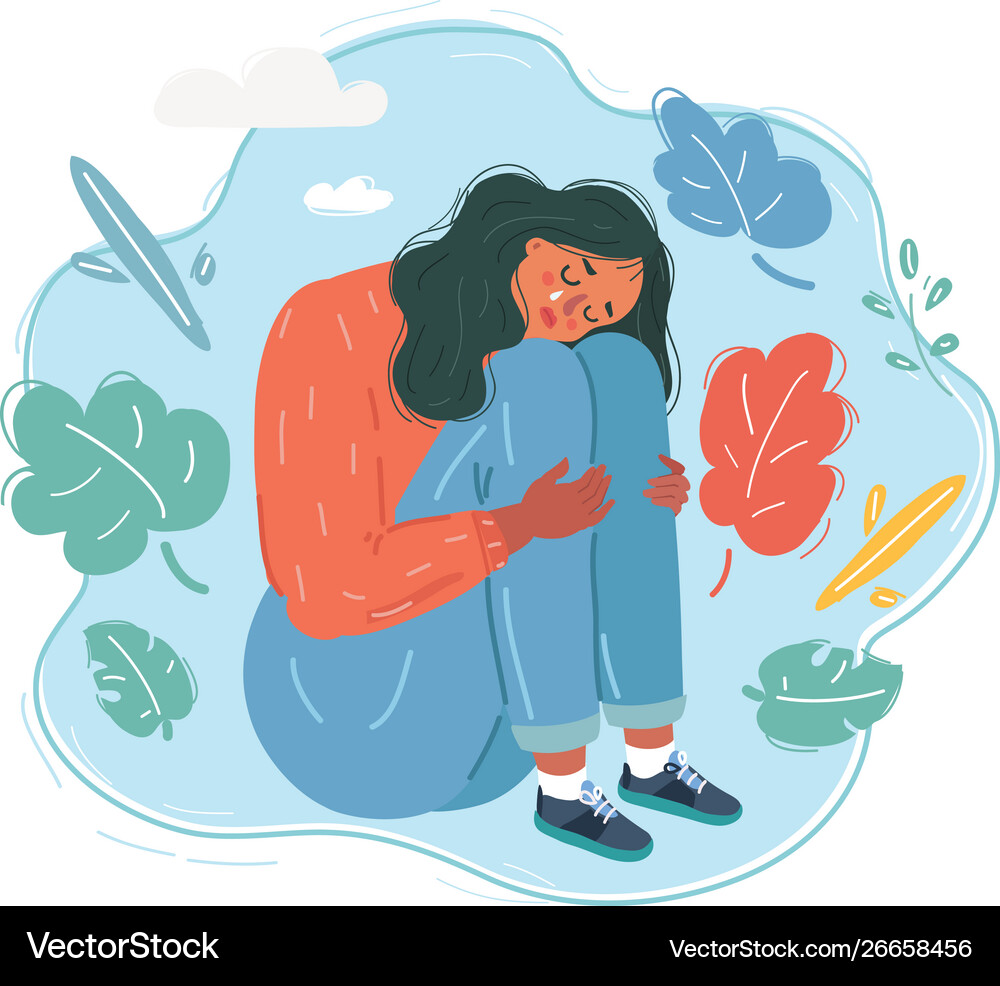 Sad and depressed woman Royalty Free Vector Image