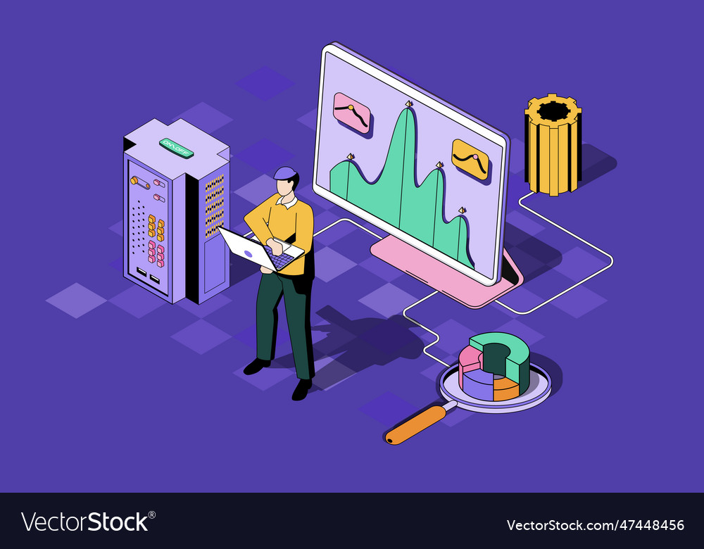 Seo optimization concept in 3d isometric design Vector Image Seo optimization concept in 3d isometric design Vector Image