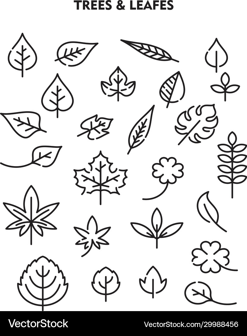 Set of leaf icon leaf signsymbol Royalty Free Vector Image