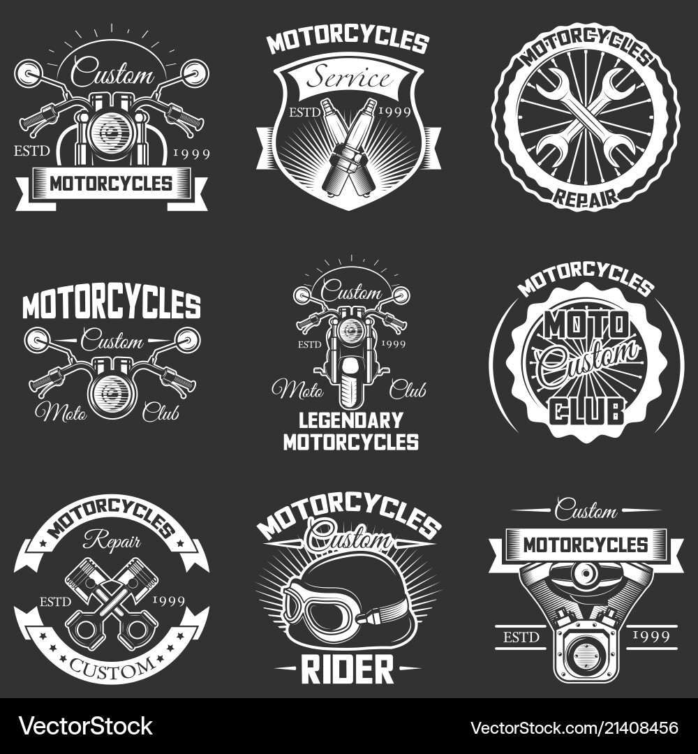 Set vintage motorcycle service labels Royalty Free Vector