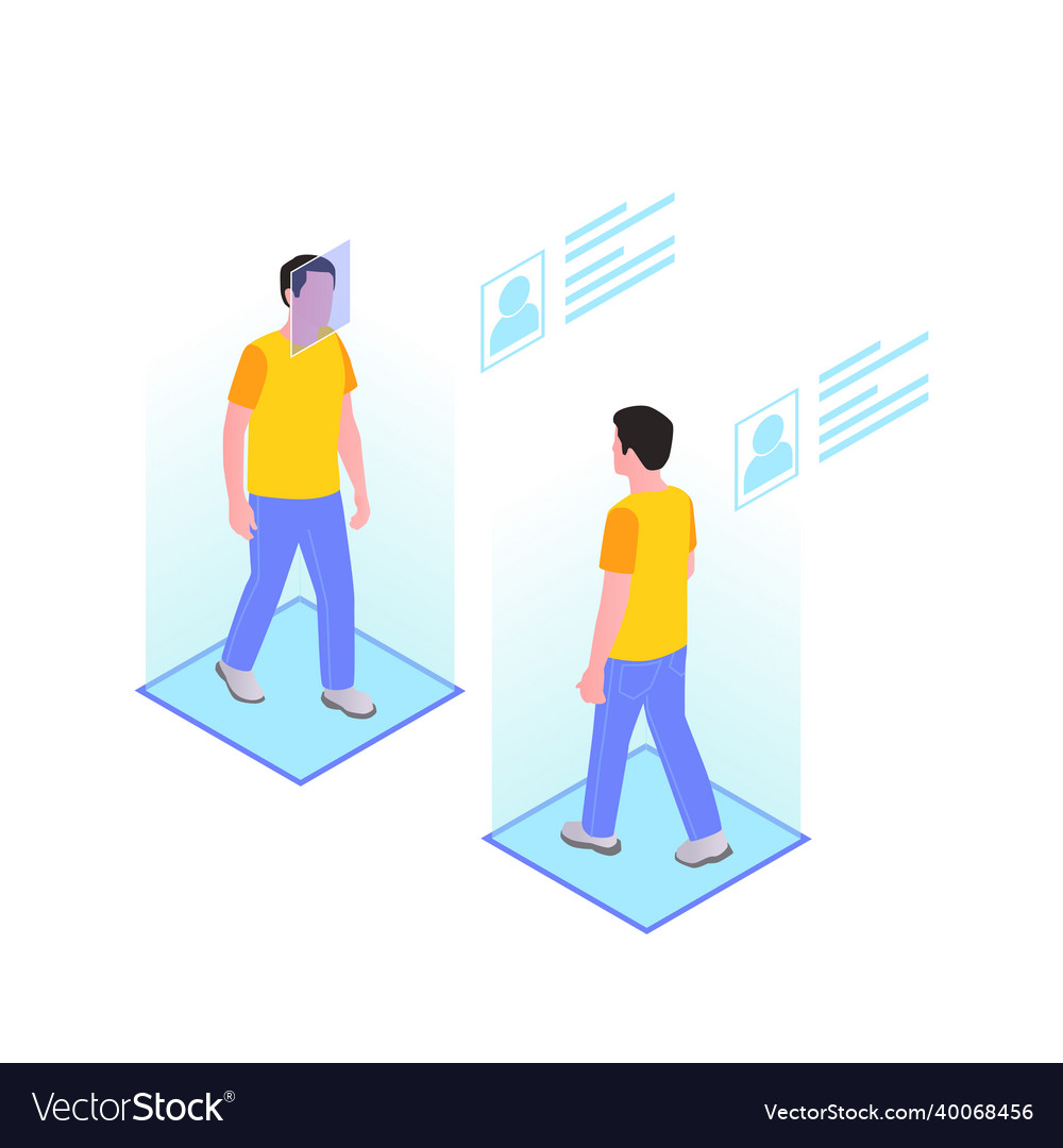 Smart Biometric Authentication Composition Vector Image